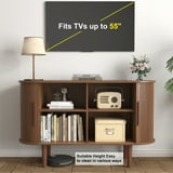 BOMETAO 47'' Sideboard Buffet Cabinet with 2 Sliding Tambour Doors, Mid Century Accent Console ...