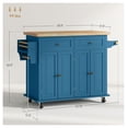 Kitchen Island on Wheels, Turquoise Rolling Cart with Rubberwood Top ...
