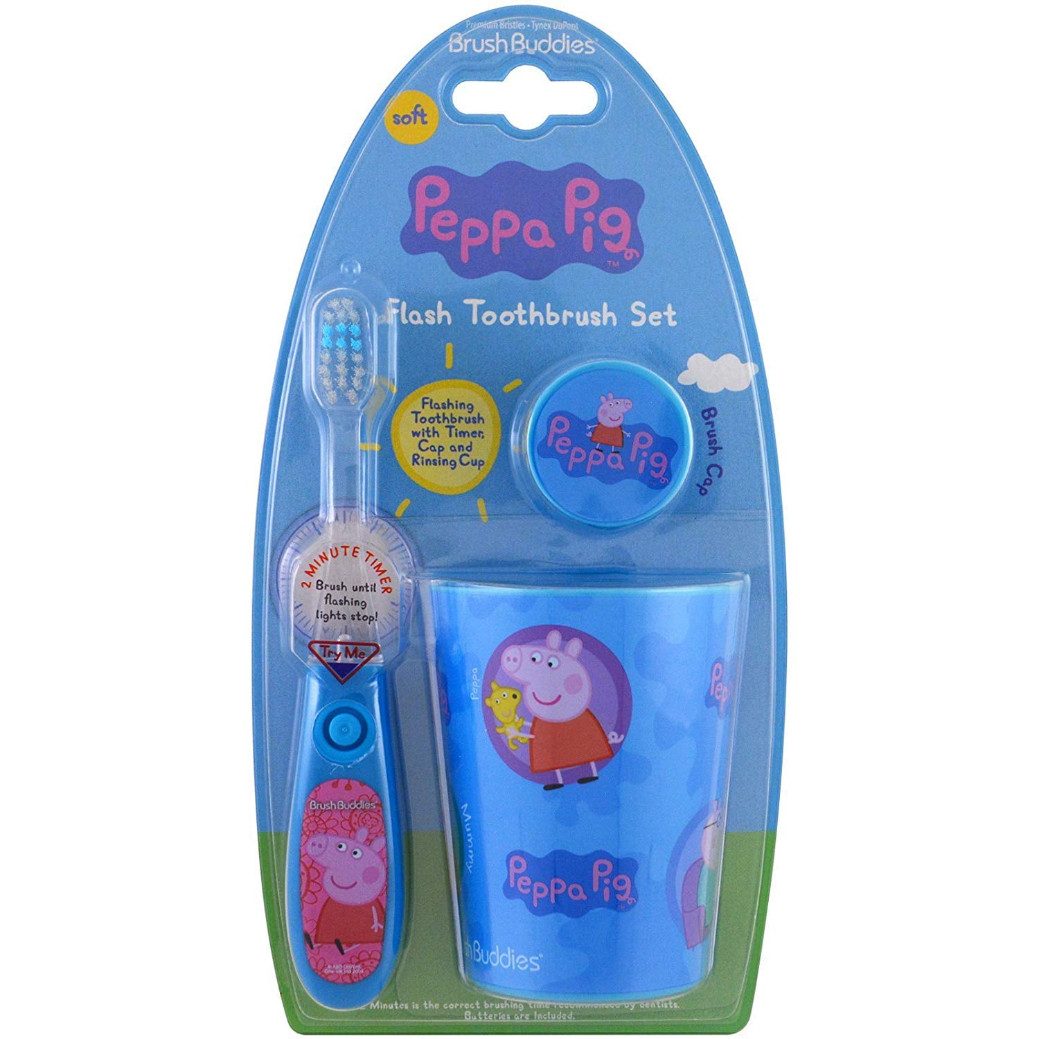, Peppa Pig, Flash Toothbrush Set, Soft, 3 Piece Kit, none By Brush ...