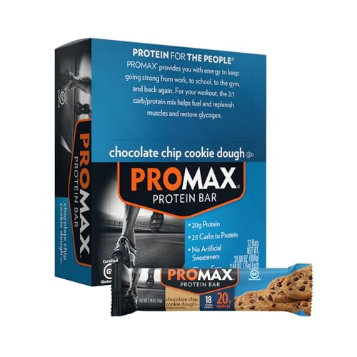 Promax Protein Bar, Chocolate Chip Cookie Dough, 20g High Protein ...