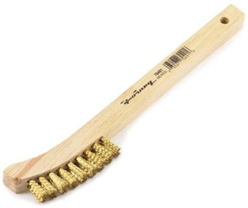 Forney 70491 Wire Scratch Brush, Brass with Curved Wood Handle, 8-5/8 ...
