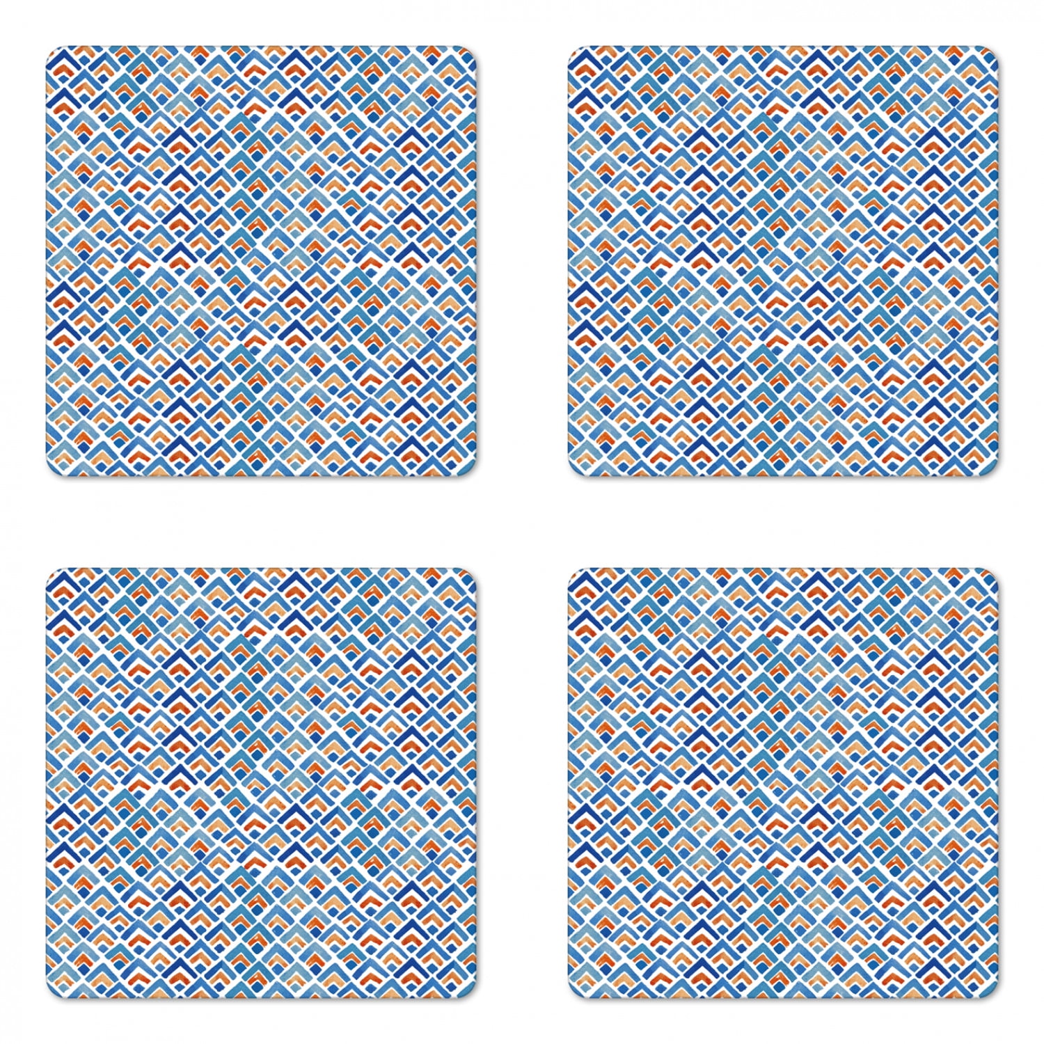 Japanese Coaster Set of 4, Geometric Chevron Repeating Pattern in ...