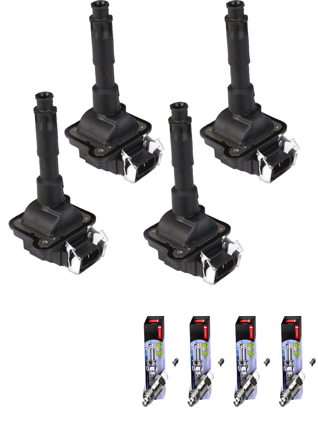 Set of 4 ISA Ignition Coils and 4 Denso Spark Plugs Compatible with ...