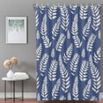Beige Ferns Shower Curtain, Marine Plants Fronds Floral Navy Blue ...