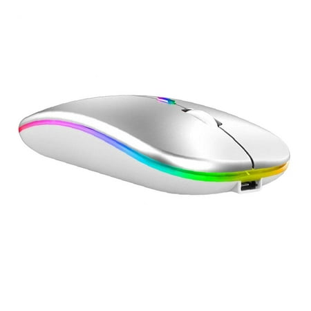 Wireless Mouse RGB Optical Cordless Computer Mice Rechargeable USB ...