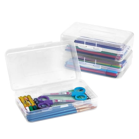3 Pack Clear Pencil Box, Plastic Large Capacity Pencil Boxes Plastic ...