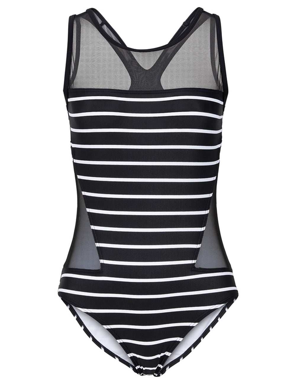 Women Black Stripes Monokini, Cross Back One-piece Swimsuit Bathing ...