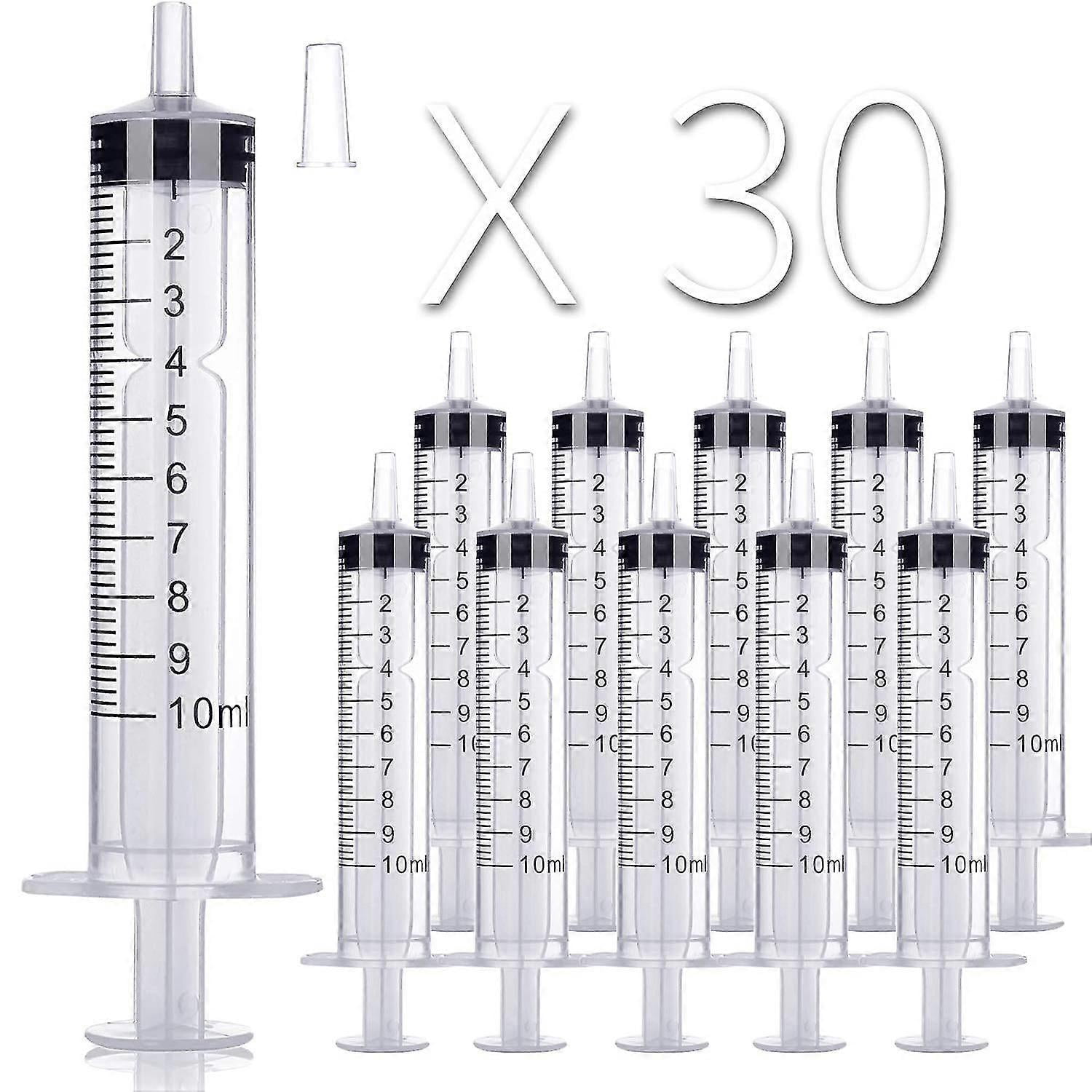 Jeringa pequeña de plástico de 30 piezas de 10 ml con tapa y envuelta individualmente para uso ...