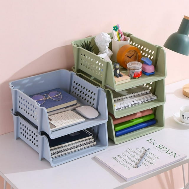 Stackable Trays Sturdy PP Storage Rack for Office Bathroom - Walmart.com