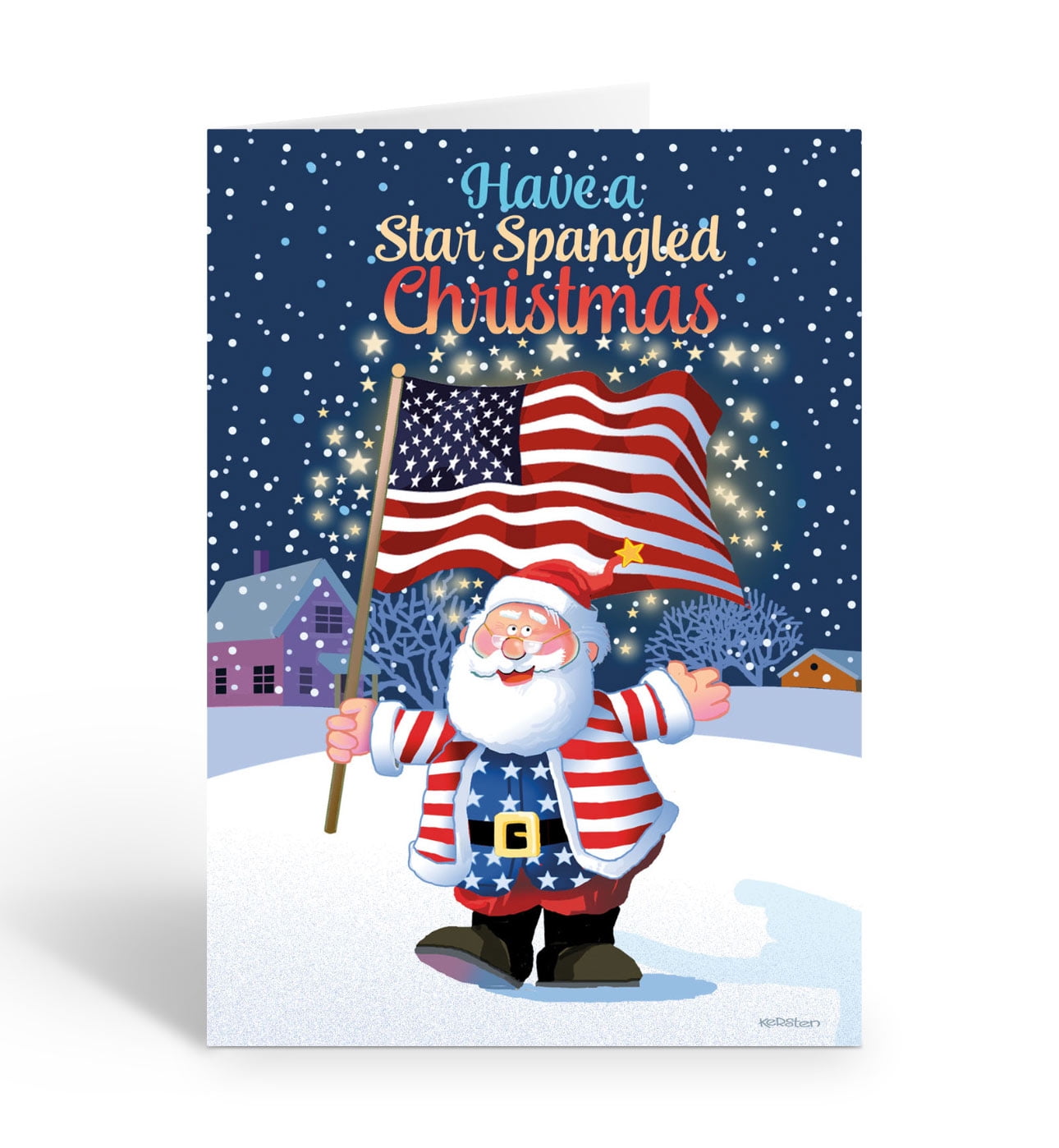 Patriotic Santa Claus Christmas Card - 18 Cards and 19 Envelopes ...