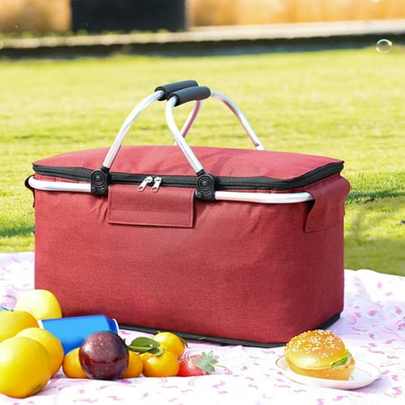 Collapsible Insulated Picnic Basket Large Foldable Picnic Basket ...