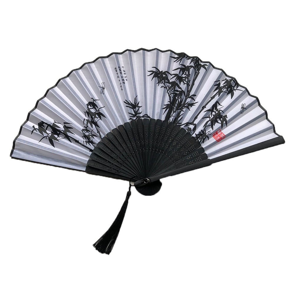 Chinese Fan - Cherry Blossom Flowers Leaves Vintage Style Silk Hand ...