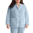 Aellinatey Fleece Winter Coat with Pockets for Elderly Women V Neck ...
