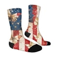 4th of July Sunflower American Flag Crew Socks – Patriotic Mid-Calf ...