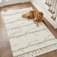 Bedroom Rug Carpet 3'x 5', Grey Tree Washable Floor Carpet with Tassels ...