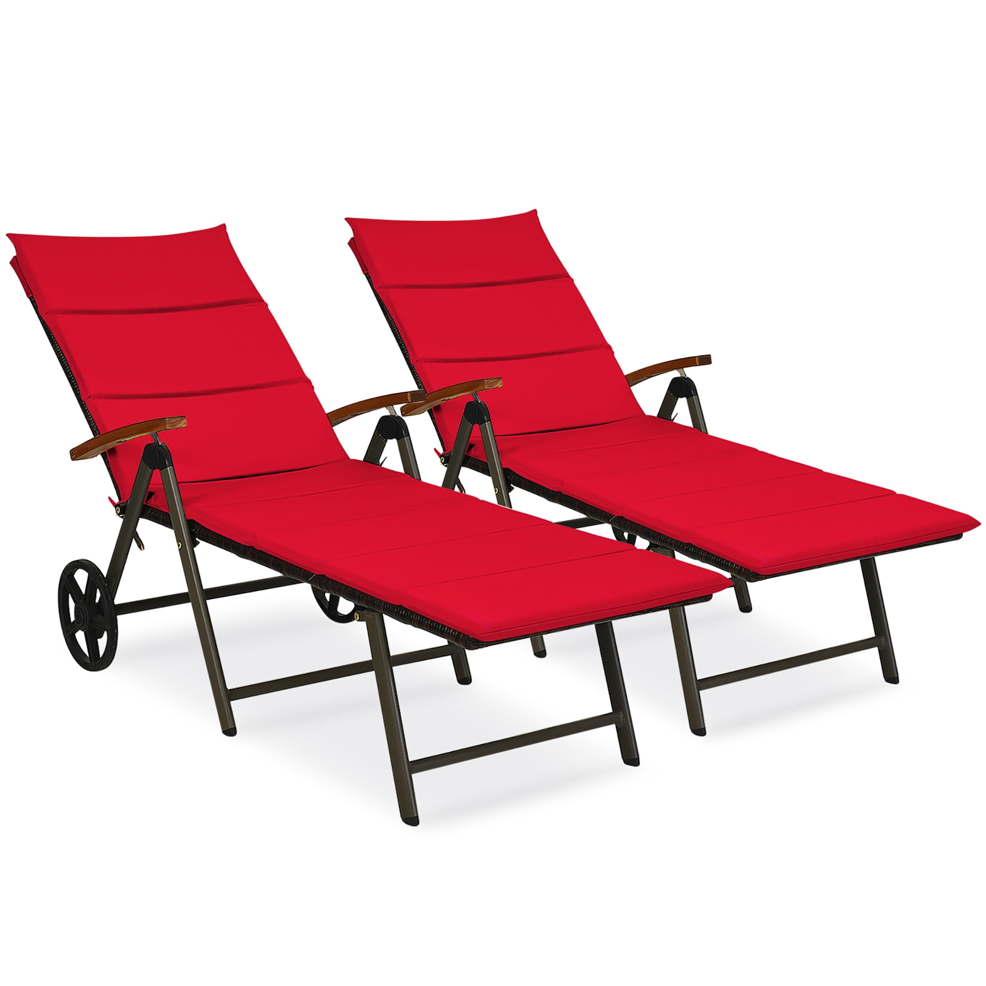 Click here for Costway 2pcs Aluminum Rattan Lounger Recliner 5-Po... prices