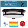 Hampton Bay 11 in. Round Black Exterior Outdoor Motion Sensing LED ...