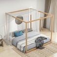 Bellemave Romantic Four Poster King Size Canopy Floor Bed, Wooden ...