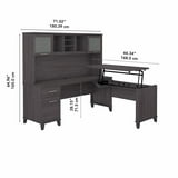 Somerset 72W L Desk with Hutch, Engineered Wood, Storm Gray - Walmart.com