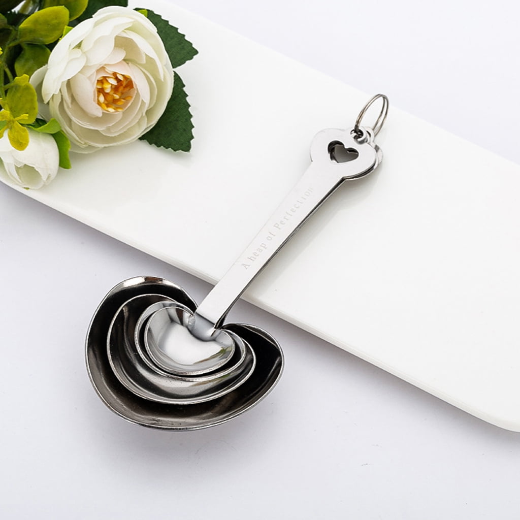 4pcs Stainless Steel Heart Shaped Measure Measuring Spoons Cooking ...