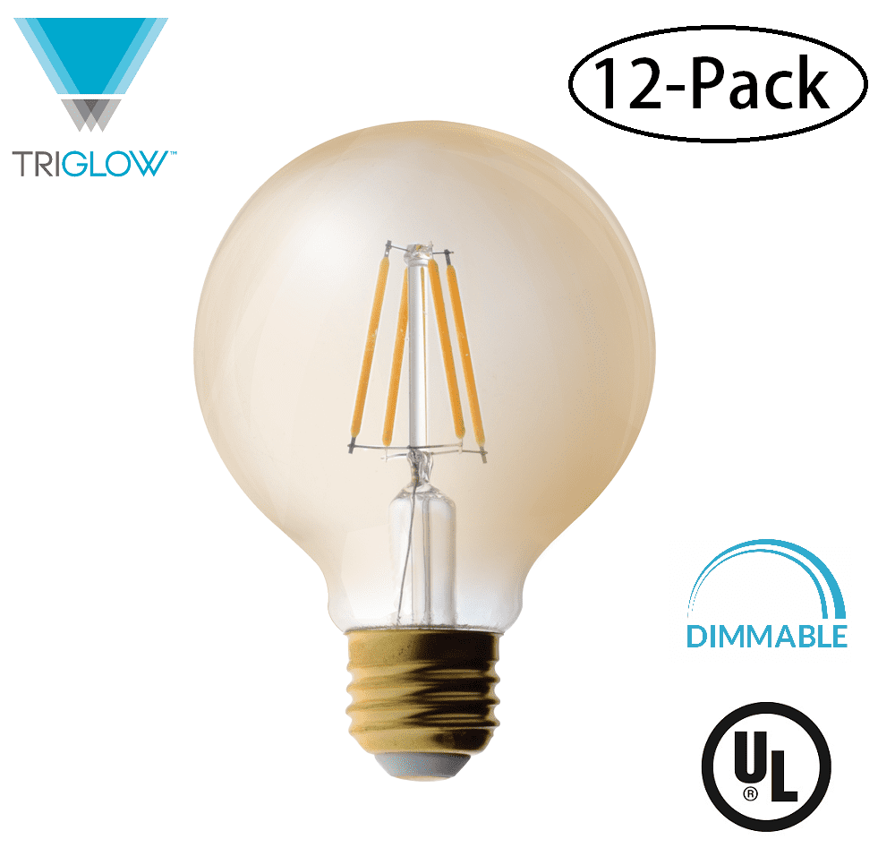 TriGlow (12-Pack) LED 4.5 Watt (40W Equivalent) Amber Glass G25 Globe ...