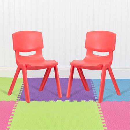 Flash Furniture 2 Pack Red Plastic Stackable School Chair with 15.5 ...