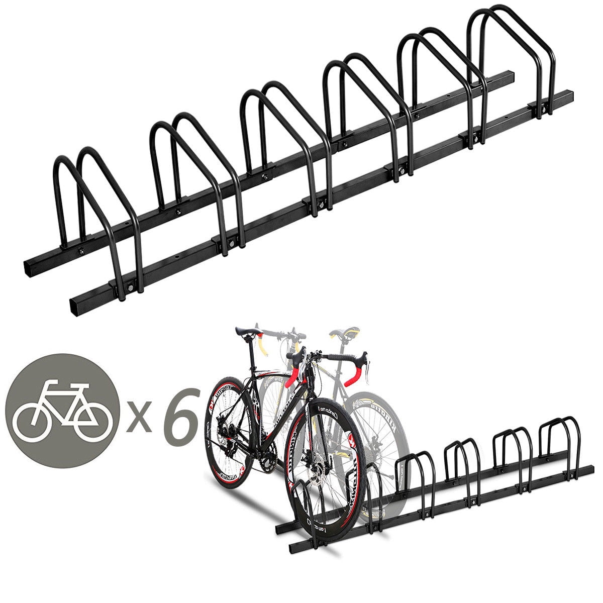 Click here for Gymax 6 Bike Bicycle Stand Parking Garage Storage... prices