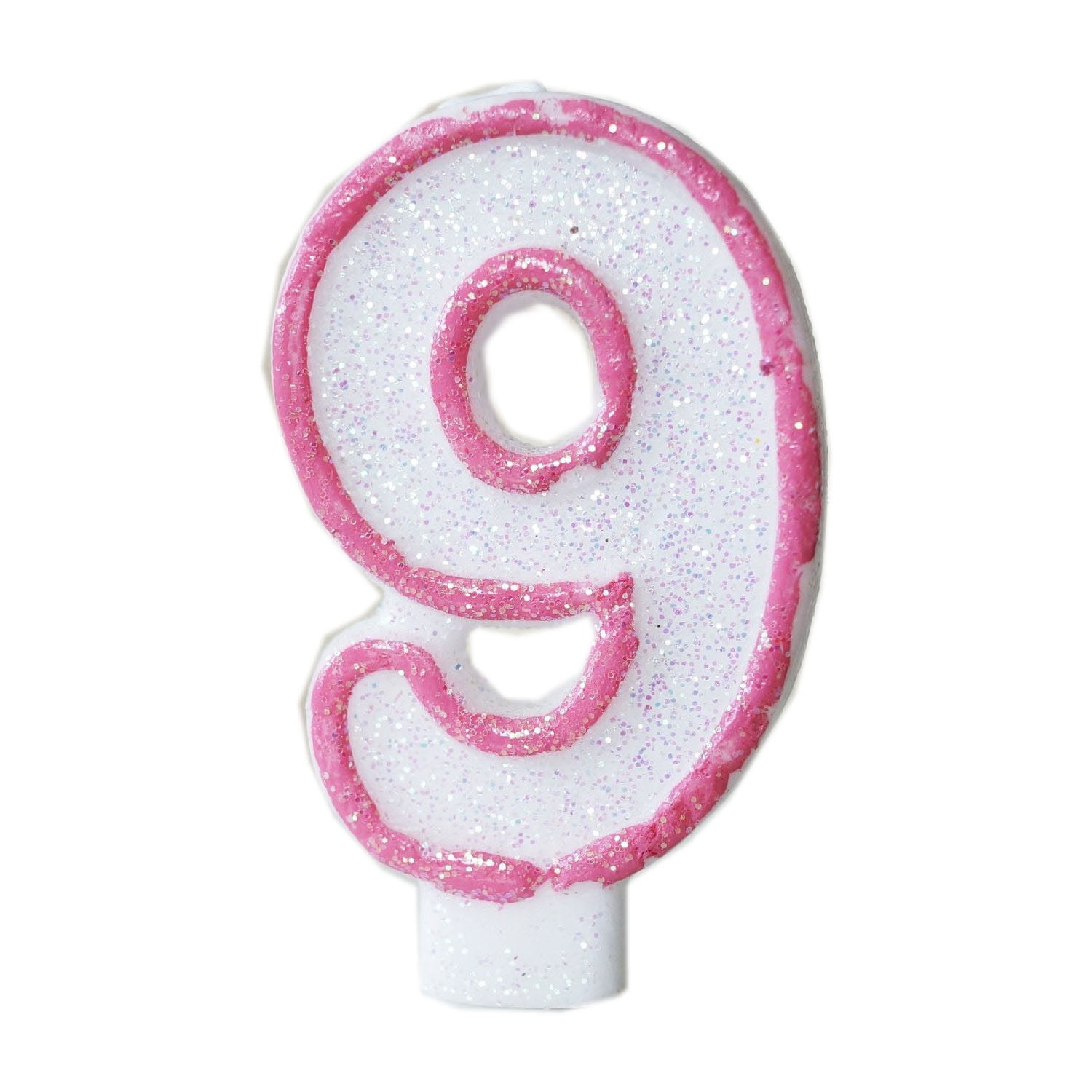 Pink Glitter Sprinkles 9 Number Candle White Premium 9th Birthday Cake ...