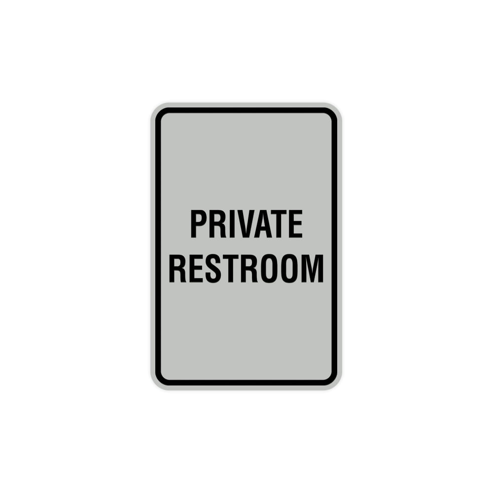 Portrait Round Private Restroom Sign (Lt Gray) - Large 6" x 8 ...