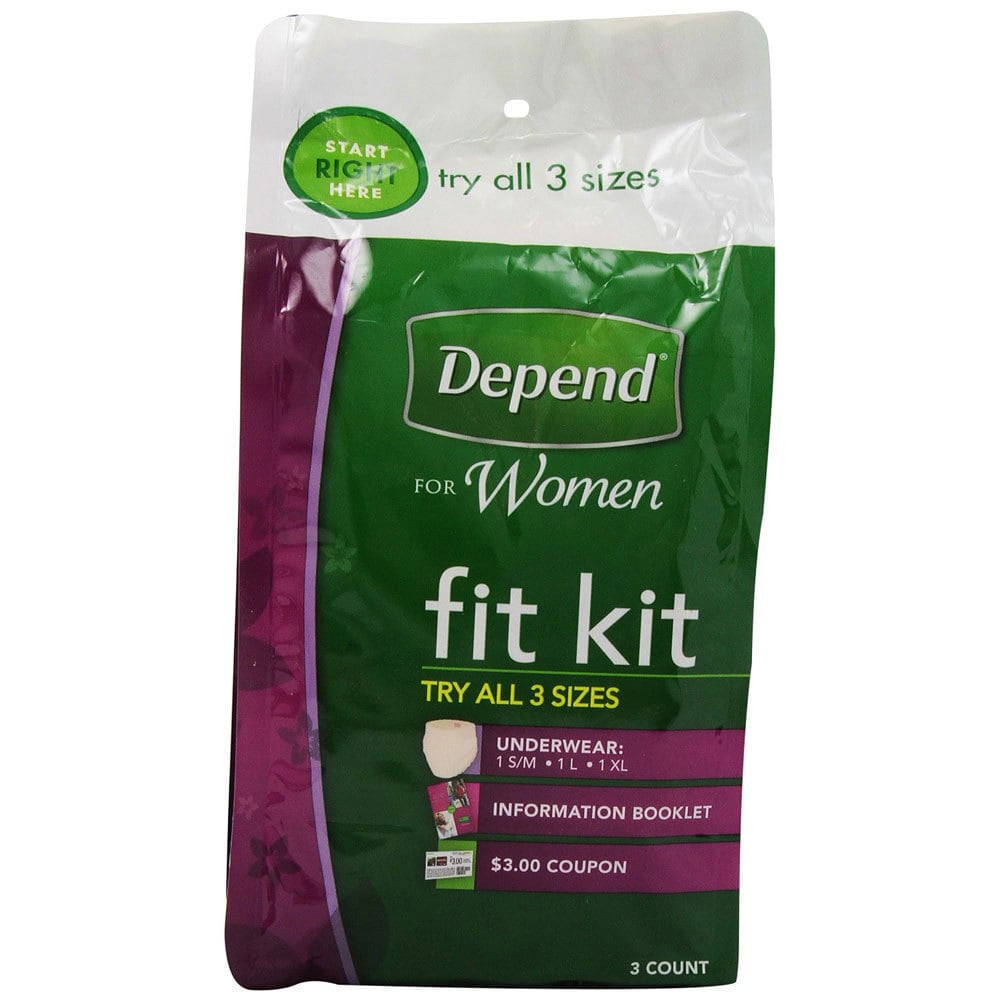 Depend For Women Fit Kit SM/L/XL Disposable Underwear, 3ct - Walmart ...