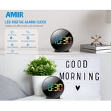 Alarm Clock, AMIR Black Clock Curved LED Display 2 Alarms Snooze 4 ...