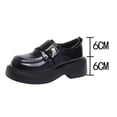Black Women'S British Style Round Toe Loafers Casual Mid Heel Leather ...