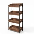 4-Tier Display Rack Stand, Particleboard Shelves with 4 Metal Hooks ...