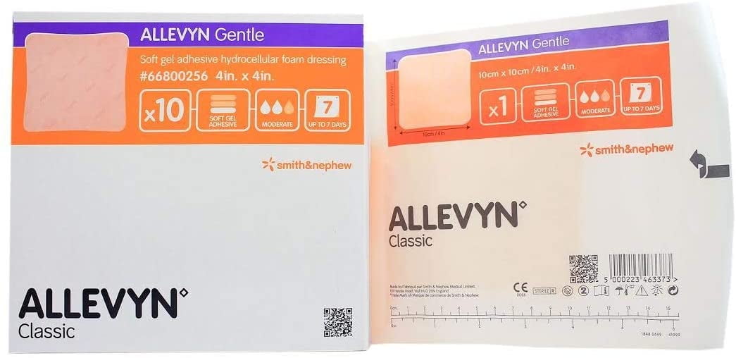 Smith and Nephew 66802129 Allevyn Gentle Dressing 4" x 4" - Box of 10 ...