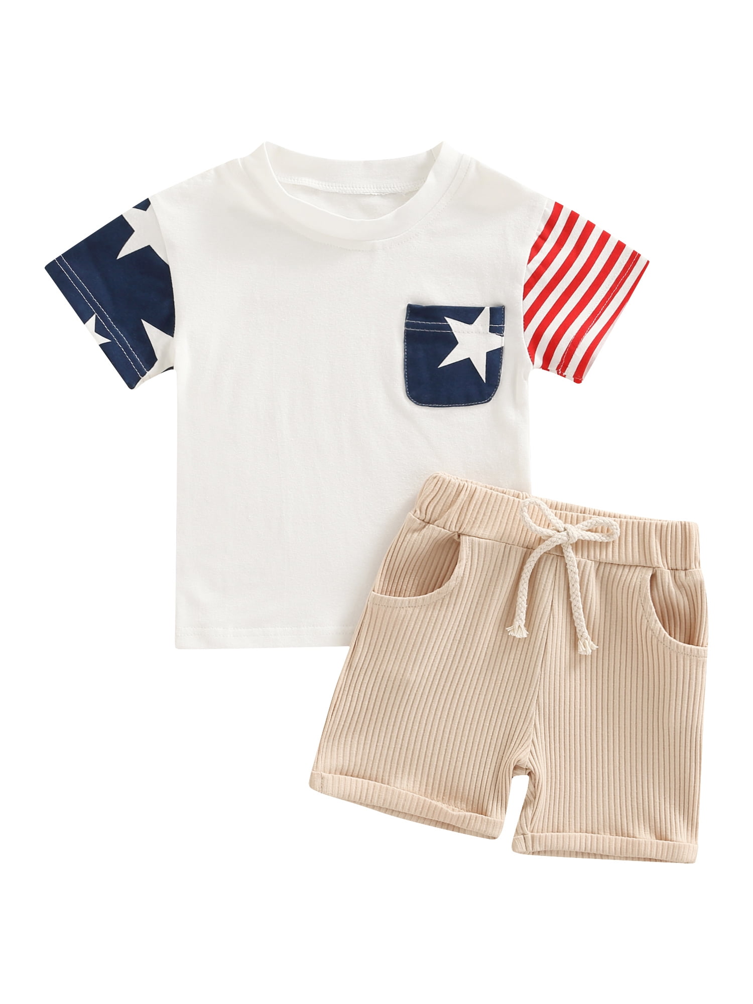 jaweiwi Little Boys T-shirt Shorts Clothes Set for 4th of July 18M 24M ...