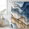 Blue Brown Ombre Bathroom Shower Curtains with 12 Hooks Polyester ...