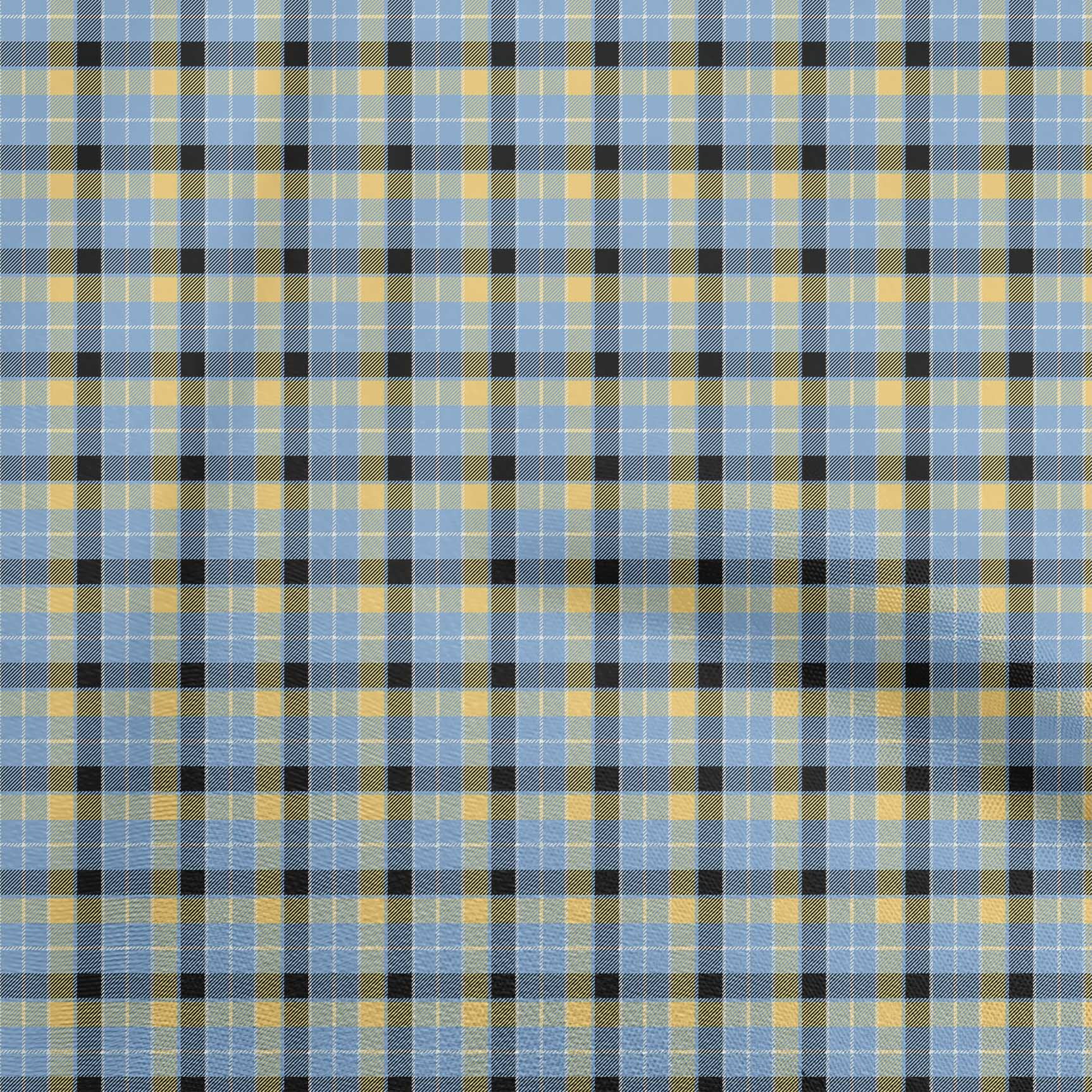 oneOone Cotton Jersey Baby Blue Fabric Check Diy Clothing Quilting ...
