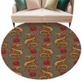 Chinese Dragon Round Living Room Rugs 6 ft, Retro Red Flower Abstract ...