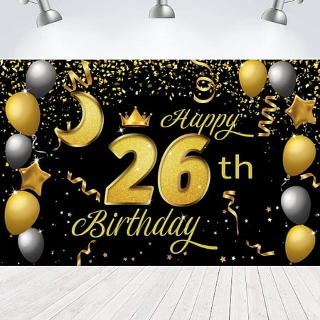 Sweet Happy 26th Birthday Backdrop Banner Poster 26 Birthday Party ...