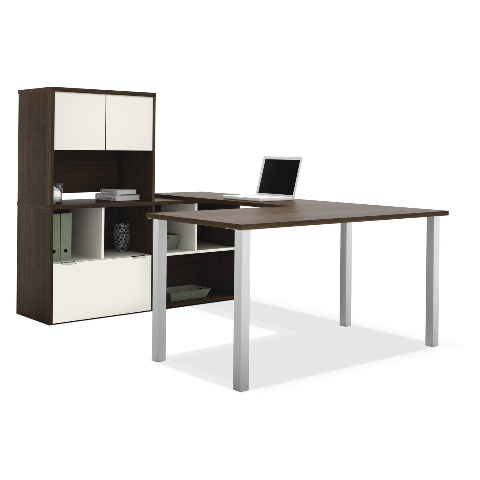 Bestar 50851-60 Contempo U-Shaped Desk with Storage Unit - Tuxedo ...