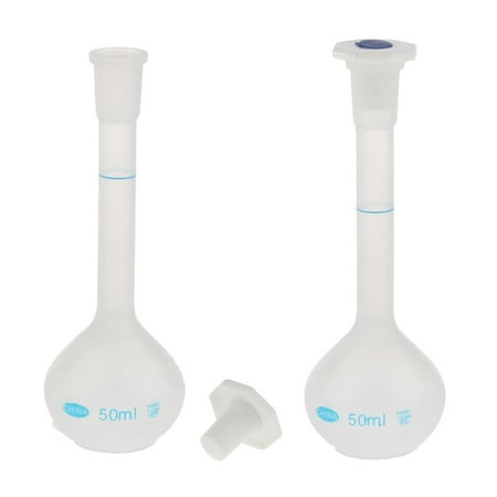 2 Pcs Lab 50ml Plastic Clear Long Neck Volumetric Measuring Flask with ...
