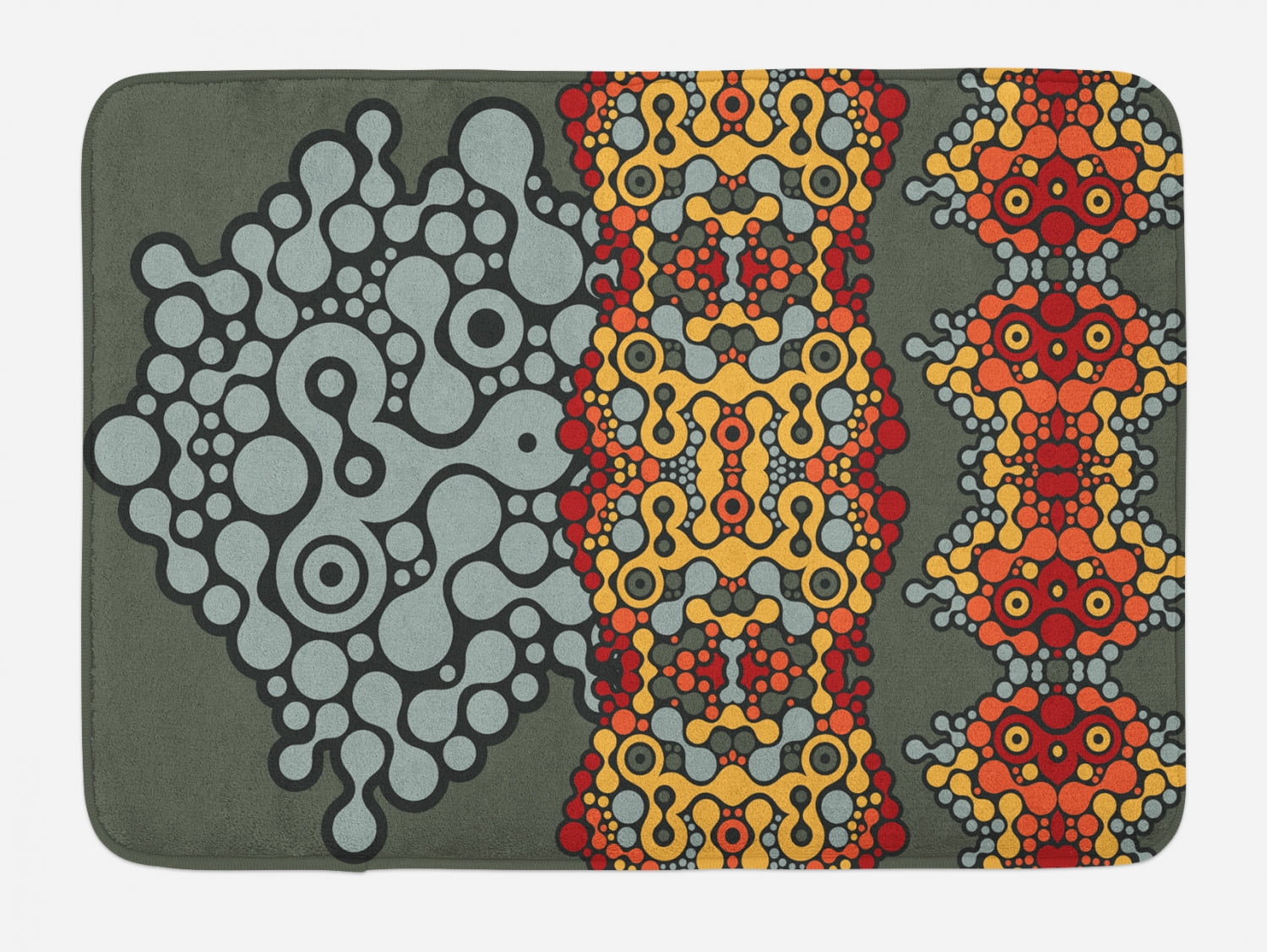 Modern Bath Mat, Blue Grey Color Design Geometric Circles Rounds in ...