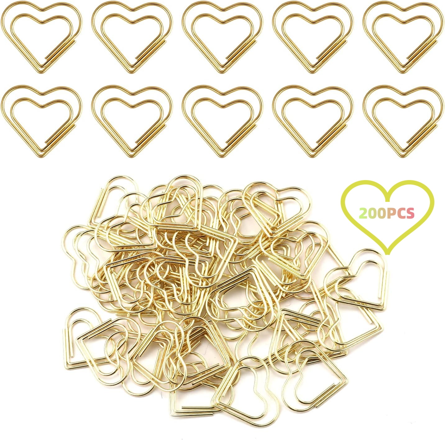 Trianu 200 Pcs Gold Heart Paper Clips Smooth Finish Love Shaped ...