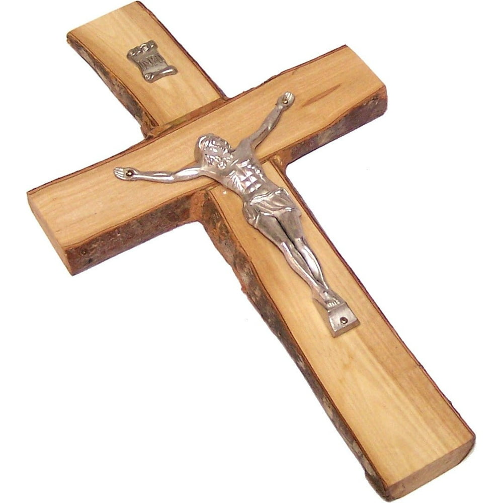 Rugged with rustic/bark edges olive wood Cross/Crucifix from Bethlehem ...
