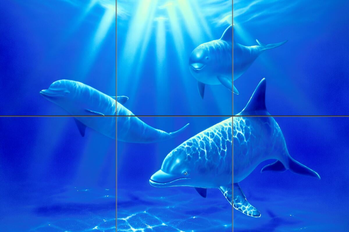 Tile Mural Bathroom Backsplash - Dolphin Paradise - by Jeff Wilkie ...