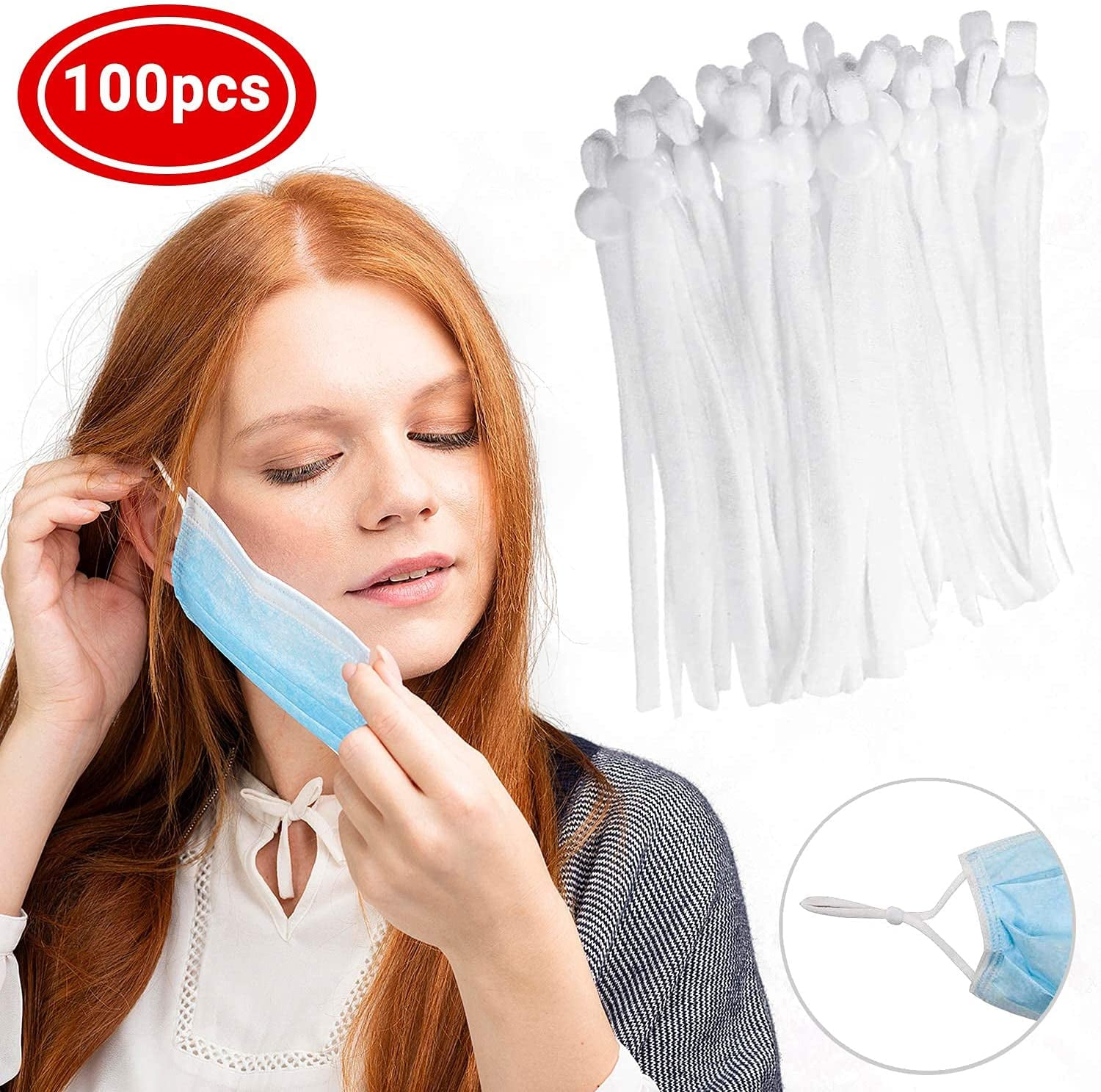 Lelaffet 100 PCS 1/4 Inch Adjustable Elastic Straps for Masks with ...
