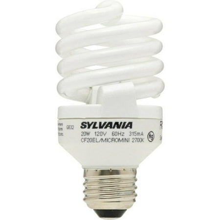 Sylvania 20W CFL Micro Mini Twist Light Bulb, Soft White, 2pk - Walmart.com