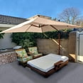 PURPLE LEAF 10ft Square Wood Pattern Patio Cantilever Umbrella Brick ...