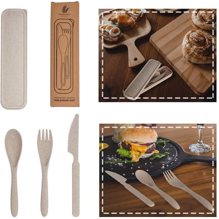 Portable Wheat Straw Cutlery Set, 3 Piece Reusable Eco Friendly BPA ...