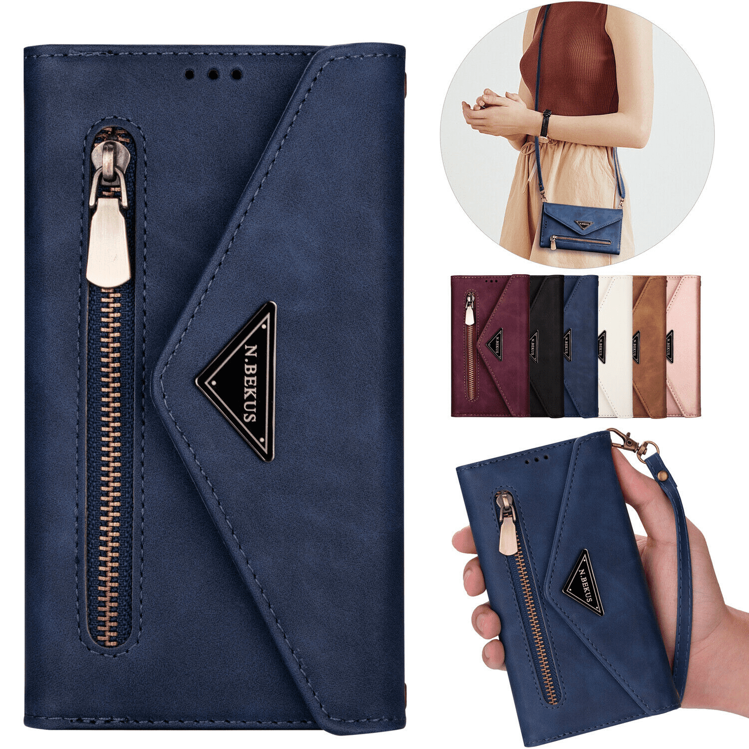 Case For Samsung Galaxy S22 Ultra/S22 Plus/S22 Leather Zipper Pocket ...